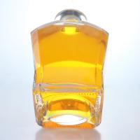 China Glass Collar Material Square Shape Whiskey Vodka Tequila Brandy Gin Rum Bottle with Cork for sale