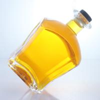 China Glass Collar Material Square Shape Whiskey Vodka Tequila Brandy Gin Rum Bottle with Cork for sale