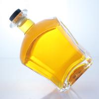 China Glass Collar Material Square Shape Whiskey Vodka Tequila Brandy Gin Rum Bottle with Cork for sale