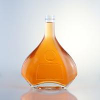 China Custom Logo Glass Bottle for Brandy Gin Rum Whisky Unique Design and Super Flint for sale