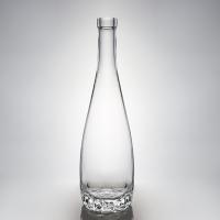 China Custom Shape 700ml 750ml Rum Vodka Whisky Tequila Gin Glass Bottle with Cork Logo for sale