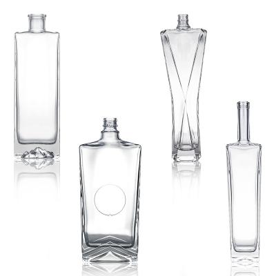 China Custom Cap Square Shape Glass Bottle for Industrial Liquor Rum Vodka Whisky Tequila Gin for sale