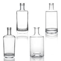 China Super flint glass Customized logo 750ml 700ml popular style rum vodka whisky tequila gin glass bottle with cork for sale
