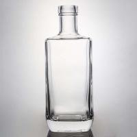 China Super flint glass Customized logo 750ml 700ml popular style rum vodka whisky tequila gin glass bottle with cork for sale