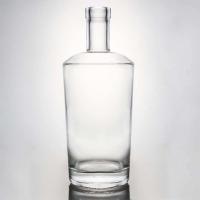 China Super flint glass Customized logo 750ml 700ml popular style rum vodka whisky tequila gin glass bottle with cork for sale