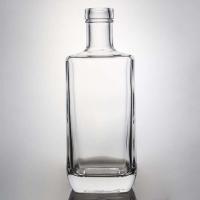 China Elegant Square Glass Liquor Bottle 700ml 750ml for Whisky Vodka Gin Collar Material Glass for sale