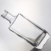 China Elegant Square Glass Liquor Bottle 700ml 750ml for Whisky Vodka Gin Collar Material Glass for sale