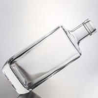 China Elegant Square Glass Liquor Bottle 700ml 750ml for Whisky Vodka Gin Collar Material Glass for sale