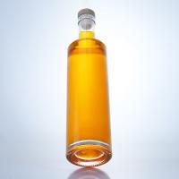 China Customized Glass Spirit Bottle with Heavy Base and Cork Stopper for sale