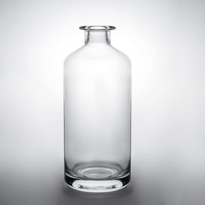 China Glass Collar Wholesales High Flint Gin Rum Champagne Whisky Brandy Bottle with Cork for sale