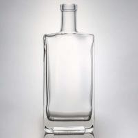 China Collar Material Glass 700ml Square Super Flint Glass Bottle for Vodka Gin Rum Whisky for sale