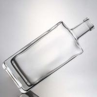 China Collar Material Glass 700ml Square Super Flint Glass Bottle for Vodka Gin Rum Whisky for sale