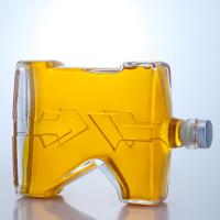 China Custom K Shape Super Flint Glass Bottle for Whisky Gin Rum Brandy Spirit Industrial Liquor Cork Top for sale