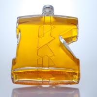 China Custom K Shape Super Flint Glass Bottle for Whisky Gin Rum Brandy Spirit Industrial Liquor Cork Top for sale