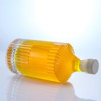 China Customized Glass Bottle for Rum Vodka Whisky Tequila Gin Striped Design Cork Sealing Type for sale