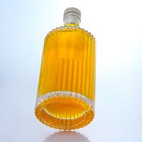 China Customized Glass Bottle for Rum Vodka Whisky Tequila Gin Striped Design Cork Sealing Type for sale