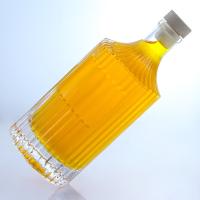China Customized Glass Bottle for Rum Vodka Whisky Tequila Gin Striped Design Cork Sealing Type for sale