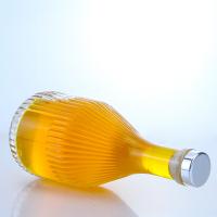 China Glass Round Shape 500ml Rum Vodka Whisky Tequila Gin Bottle with Cork Cap for sale