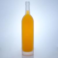 China Glass Collar 750ml Classic Frosted Empty Clear Flint Gin Rum Champagne Brandy Whisky Liquor Bottle with Cork for sale