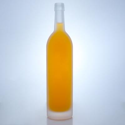 China Glass Collar 750ml Classic Frosted Empty Clear Flint Gin Rum Champagne Brandy Whisky Liquor Bottle with Cork for sale