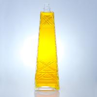 China Clear Unique Shaped 700ml 75cl Embossed Super Flint Rum Vodka Whisky Glass Bottle With Screw Cap for sale