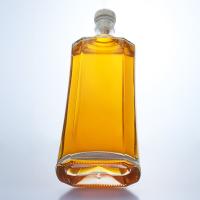 China Customized Logo 500ml Clear Flint Glass Bottle for Gin Rum Champagne Brandy Whisky Liquor for sale
