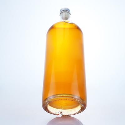 China Tequila Vodka Rum Whisky Liquor Glass Bottle with Cork 1000ml High Flint Cylinder Shape for sale