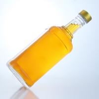 China Whisky Collar Material Glass 750ml Liquor Glass Bottle with Unique Shape and Cork for sale