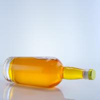 China Customized Logo 750ml Clear Flint Round Glass Bottle for Gin Rum Champagne Liquor for sale