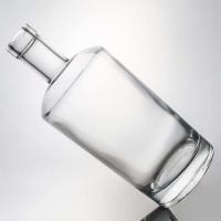 China Collar Material Glass 750ml Round Shaped Clear Flint Bottle for Customized Gin Rum for sale