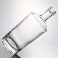 China Collar Material Glass 750ml Round Shaped Clear Flint Bottle for Customized Gin Rum for sale