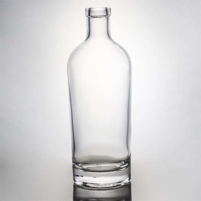 China Screw cap 750ml 1000ml clear flint gin rum champagne liquor glass bottle with wood cork for sale