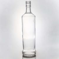 China Decal Customized Round Shaped 730ml 1000ml Empty High Flint Gin Rum Vodka Whisky Brandy Liquor Glass Bottle with Cork Sealing Type for sale