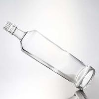 China Decal Customized Round Shaped 730ml 1000ml Empty High Flint Gin Rum Vodka Whisky Brandy Liquor Glass Bottle with Cork Sealing Type for sale
