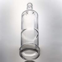 China Decal Customized Round Shaped 730ml 1000ml Empty High Flint Gin Rum Vodka Whisky Brandy Liquor Glass Bottle with Cork Sealing Type for sale