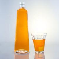 China Customized Logo Clear Glass 750ml Whisky Bottle with Cork and Square Shape for sale