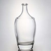 China Glass Collar 500ml 700ml 1000ml Empty Flint Gin Rum Champagne Liquor Bottle with Cork for sale