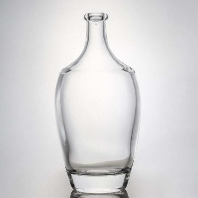 China Glass Collar 500ml 700ml 1000ml Empty Flint Gin Rum Champagne Liquor Bottle with Cork for sale