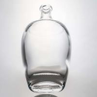 China Glass Collar 500ml 700ml 1000ml Empty Flint Gin Rum Champagne Liquor Bottle with Cork for sale