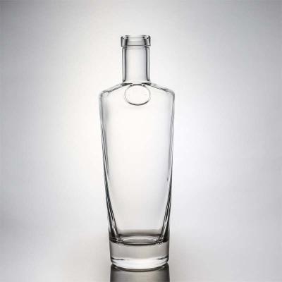 China Tequila Industrial Beverage Clear Flint Glass Bottle with Wood Cork 700ml 500ml 1000ml for sale