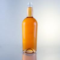 China Unique Design 700ml 750ml Brandy Vodka Tequila Glass Bottle With Cork Customized Logo for sale