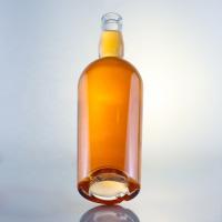 China Unique Design 700ml 750ml Brandy Vodka Tequila Glass Bottle With Cork Customized Logo for sale