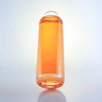 China 750ml Unique Round Flint Glass Bottle with Customized Logo and Cork for sale