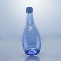 China Glass Collar Unique Design 2022 Empty Blue Clear Bottle for Gin Whisky Rum Tequila Brandy for sale