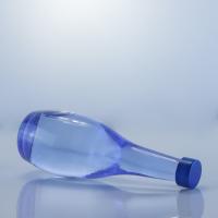 China Glass Collar Unique Design 2022 Empty Blue Clear Bottle for Gin Whisky Rum Tequila Brandy for sale