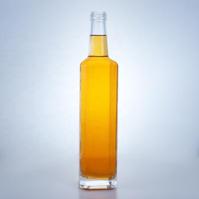 China 500ml 750ml Square Whiskey Vodka Bottles for Screw Top Tequila Glass Liquor Bottles for sale