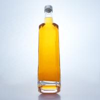 China 500ml 750ml Square Whiskey Vodka Bottles for Screw Top Tequila Glass Liquor Bottles for sale