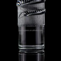 China Luxury Embossed Glass Bottle 750ml 1000ml Clear Flint Gin Rum Champagne Tequila Whisky Bottle with Cork for sale
