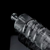China Luxury Embossed Glass Bottle 750ml 1000ml Clear Flint Gin Rum Champagne Tequila Whisky Bottle with Cork for sale