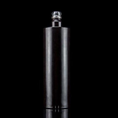 China Glass Whiskey Vodka Bottle 700ml 750ml Black Customized Glass Bottle Distributor for sale